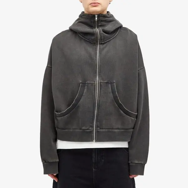 Entire Studios Full Zip Hoodie - Washed Black | Editorialist